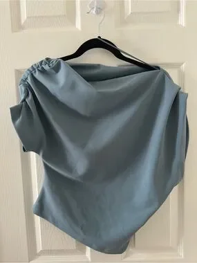 Zara | Tops | Zara Soft Slate Blue Top With Subtle Texture | Poshmark
